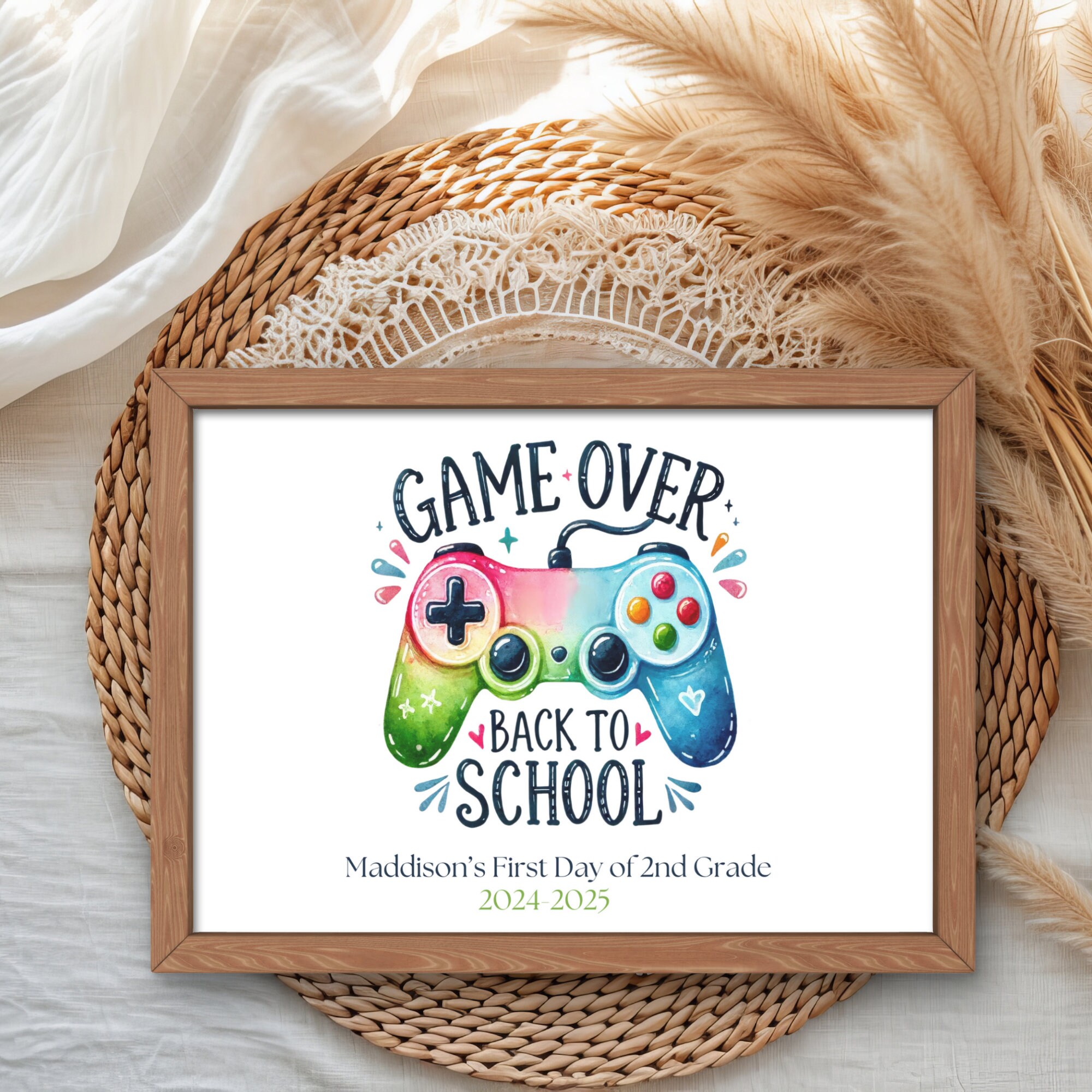 First Day of School Sign, Game Over, Any Grade, Printable & Editable ...