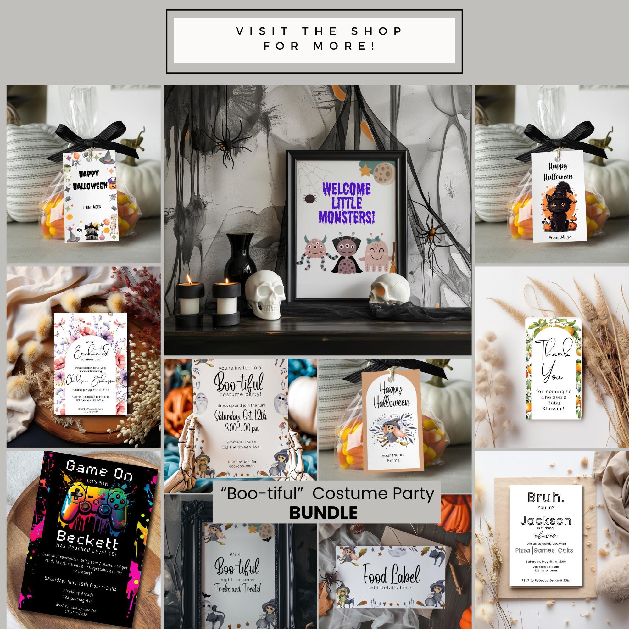 Halloween Food Label Template, Ghost Themed Place Card Printable ...