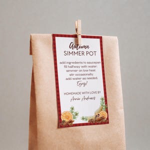 Autumn Simmer Pot Tag Template, Editable Fall Simmering Potpourri ...