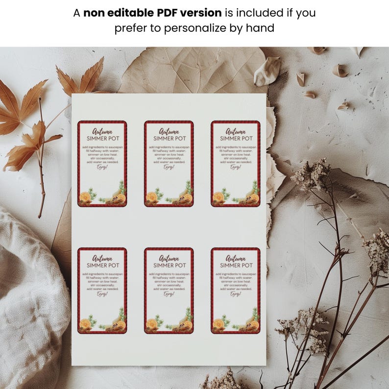 Autumn Simmer Pot Tag Template, Editable Fall Simmering Potpourri ...