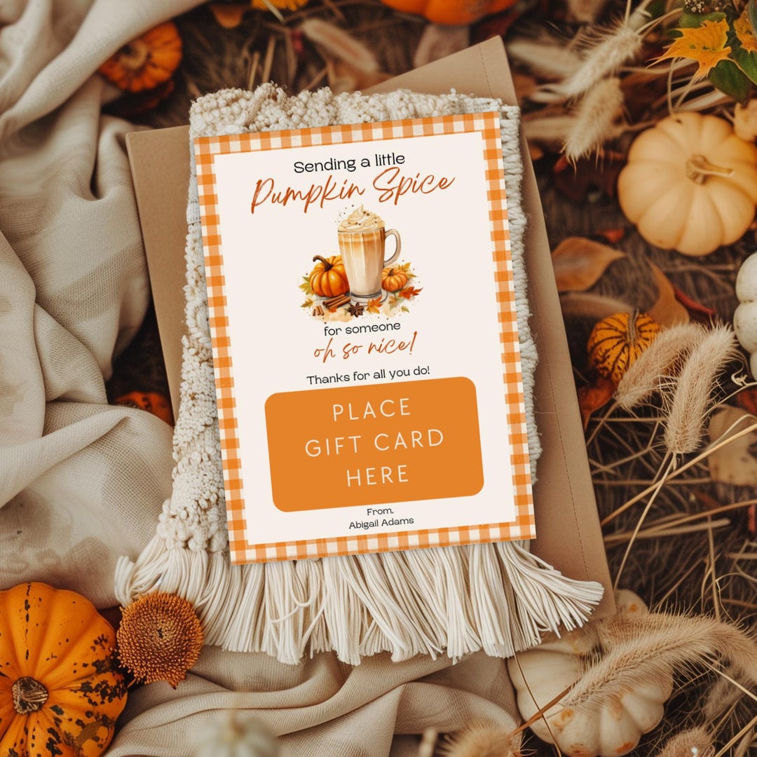 Autumn Gift Card Holder Template, Printable Pumpkin Spice Card ...