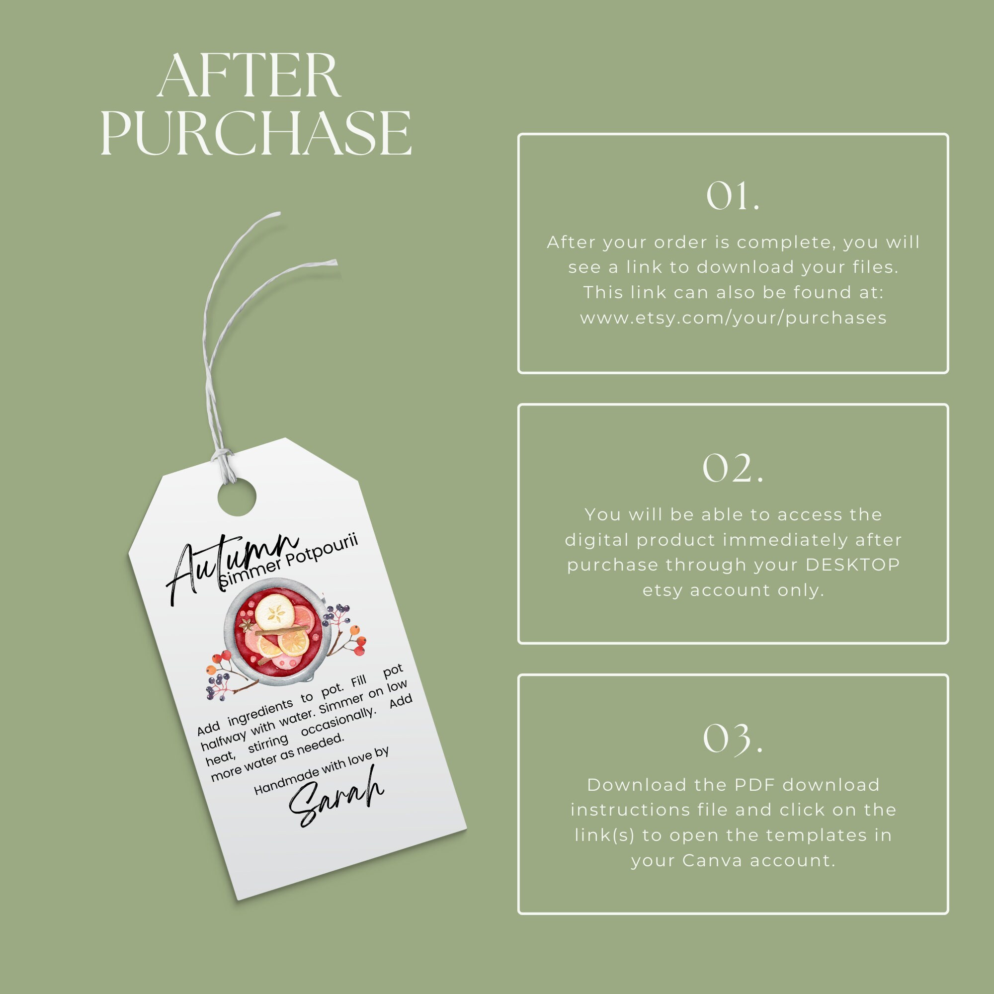 Autumn Simmer Potpourri Tags Template, Printable Simmer Pot Gift Tag ...