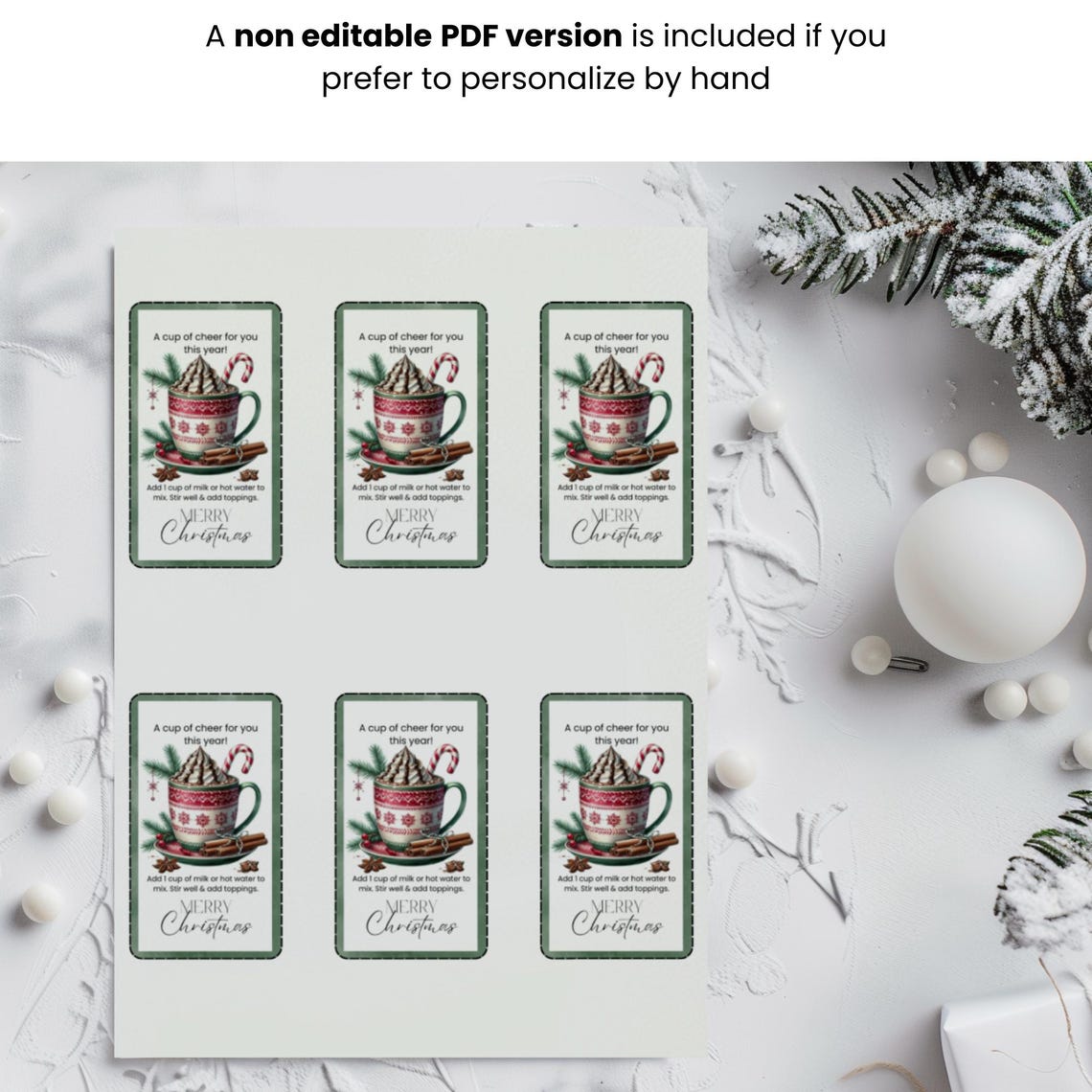 Editable Hot Cocoa Gift Tag Template: Printable Christmas Favor (canva ...