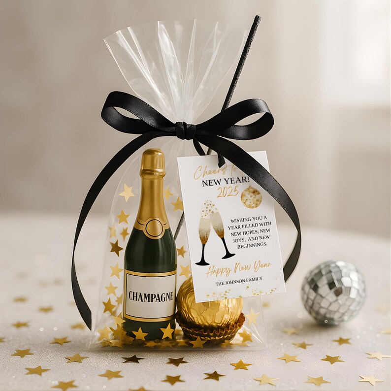 Cheers to the New Year Gift Tag Template, Editable New Year's Gift Tag ...