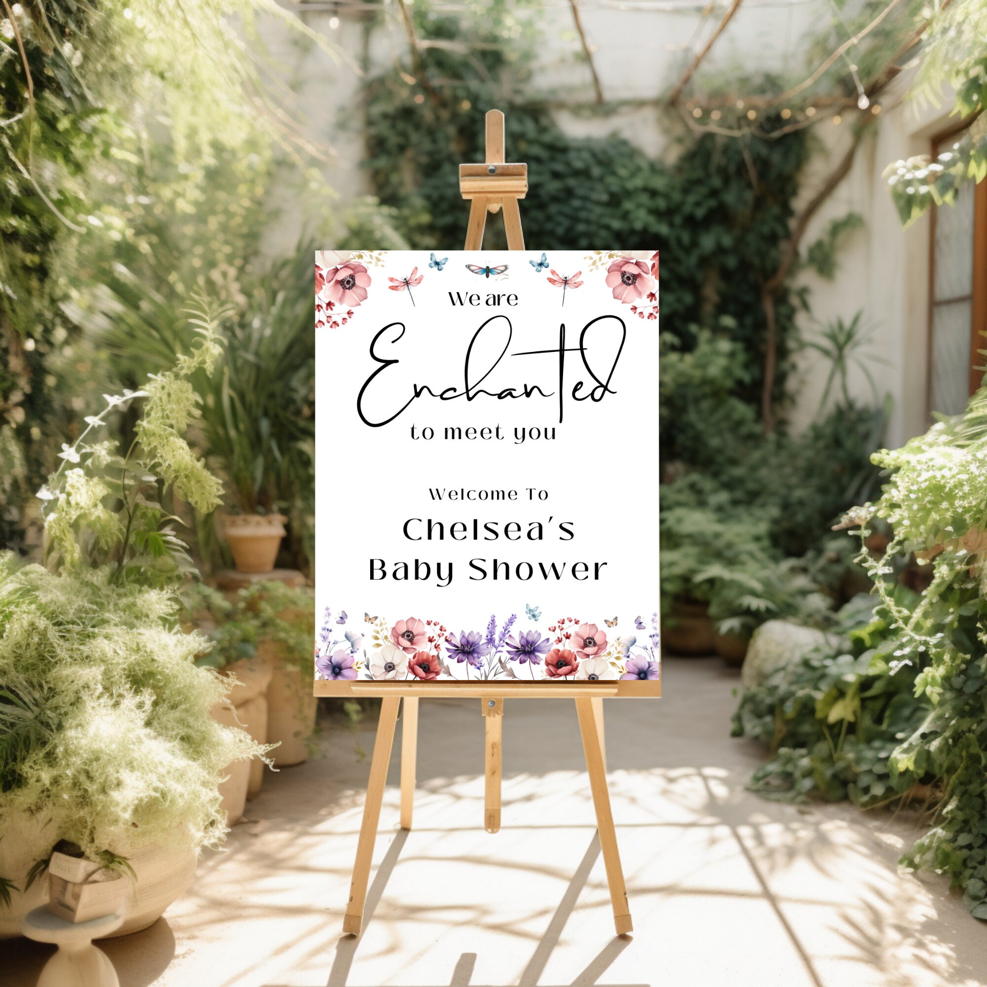 Editable Floral Welcome Sign Template, Printable Baby Shower Sign ...