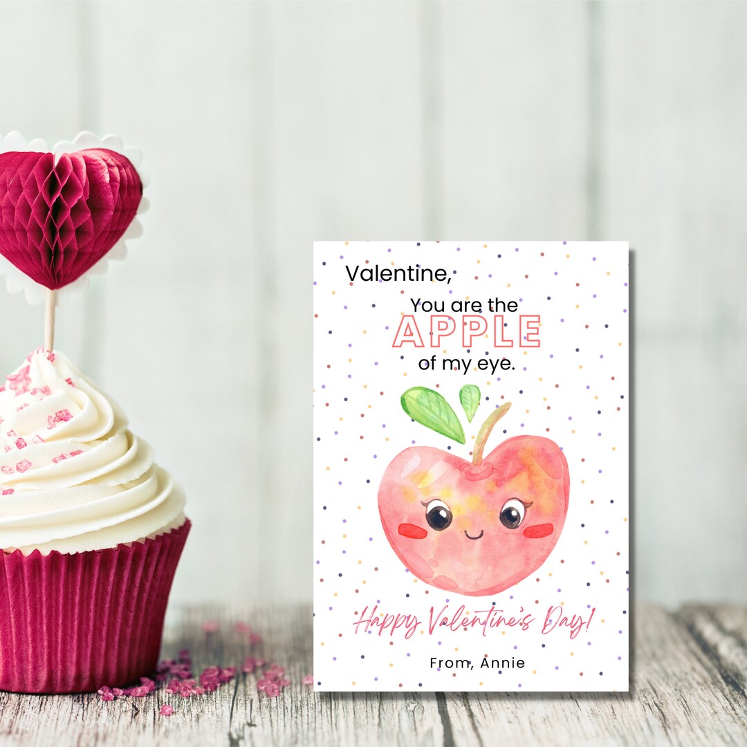 Printable apple of My Eye Valentine's Day Card, Canva Template, DIY ...