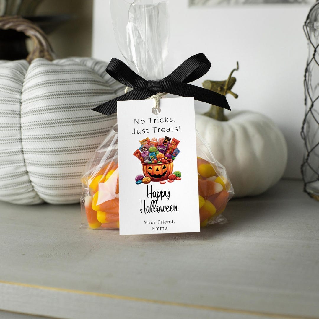 Halloween Party Favor Tag Template, Editable Tag, Printable Treat Bag ...