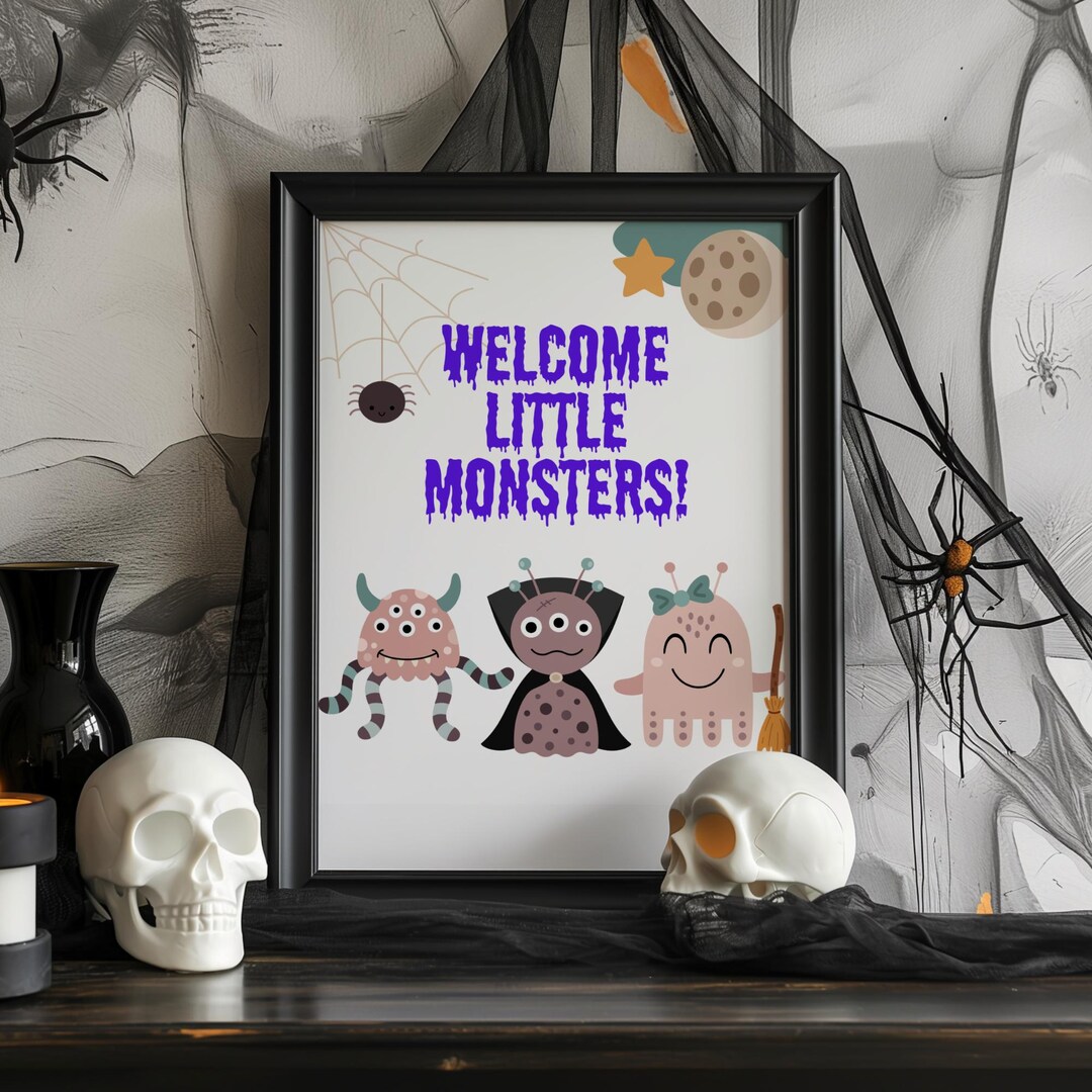 Plantilla de letrero de bienvenida de Halloween, letrero imprimible ...