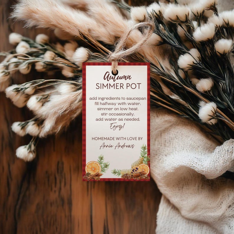 Autumn Simmer Pot Tag Template, Editable Fall Simmering Potpourri ...
