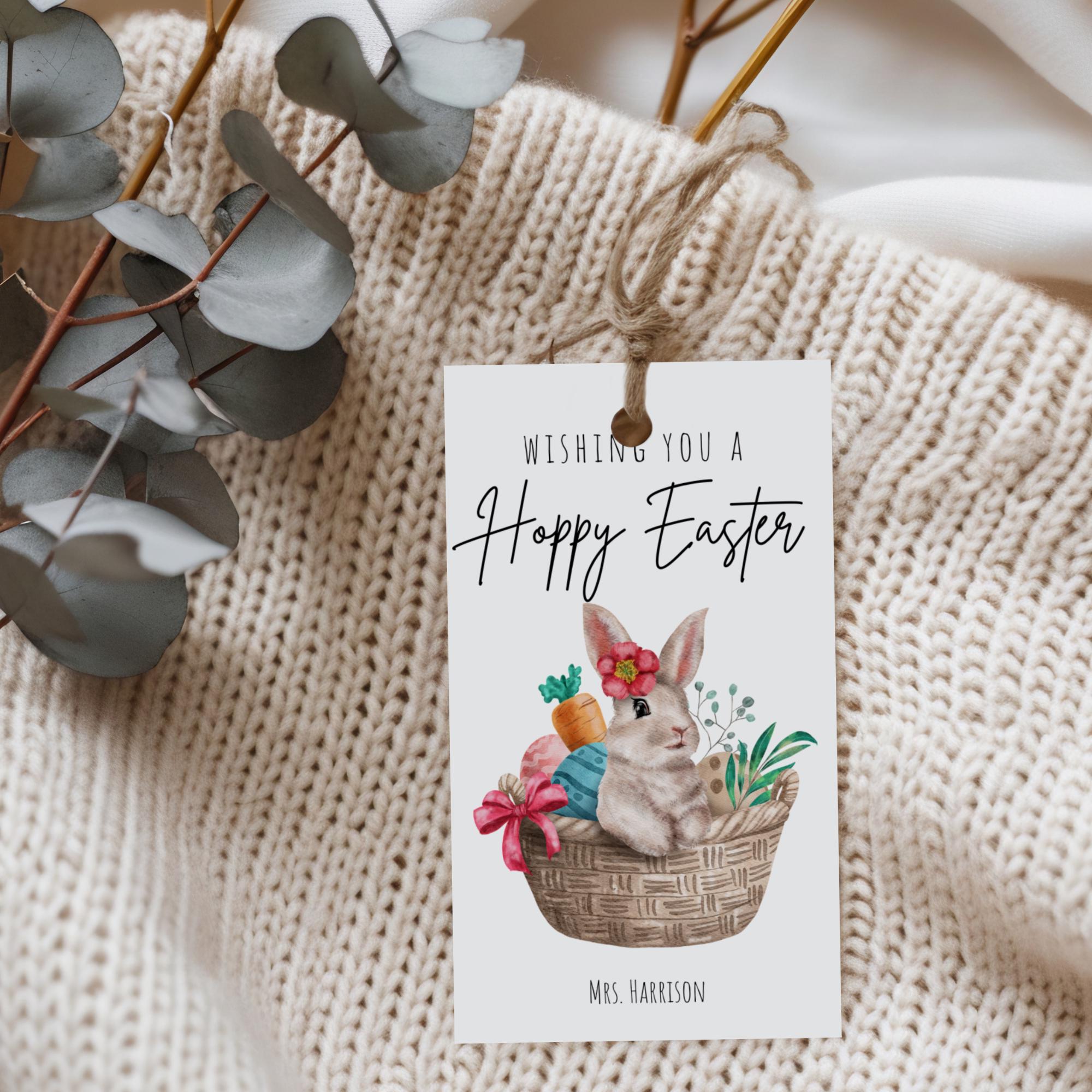 Easter Gift Tag Template, Printable Easter Basket Card, Hoppy Easter ...