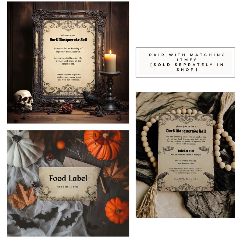 Gothic Halloween Tag Template, Printable Gift Tag, Adult Halloween ...