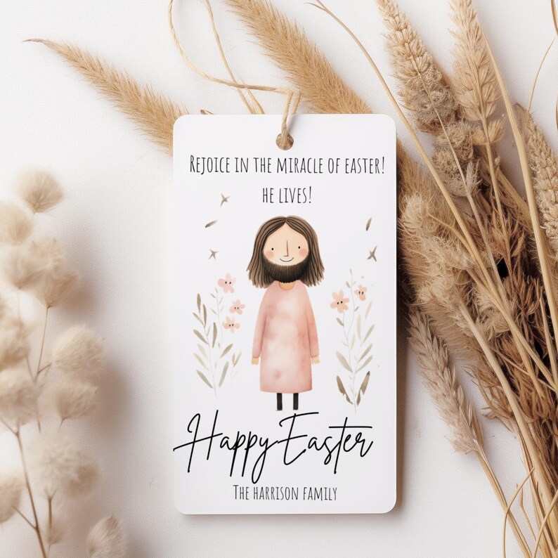 Easter Gift Tag Template, Printable Jesus Easter Card, Rejoice He Lives ...