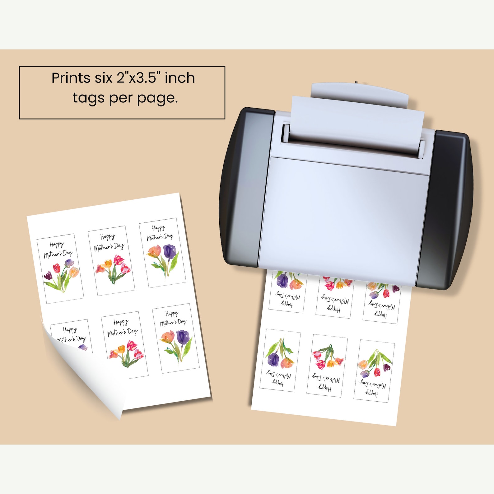 Mother's Day Gift Tag Printable, Happy Mother's Card, Floral Tag ...