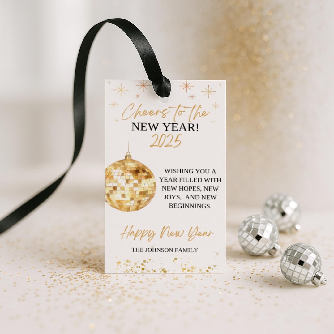 Cheers to the New Year Gift Tag Template, Editable New Year's Gift Tag ...