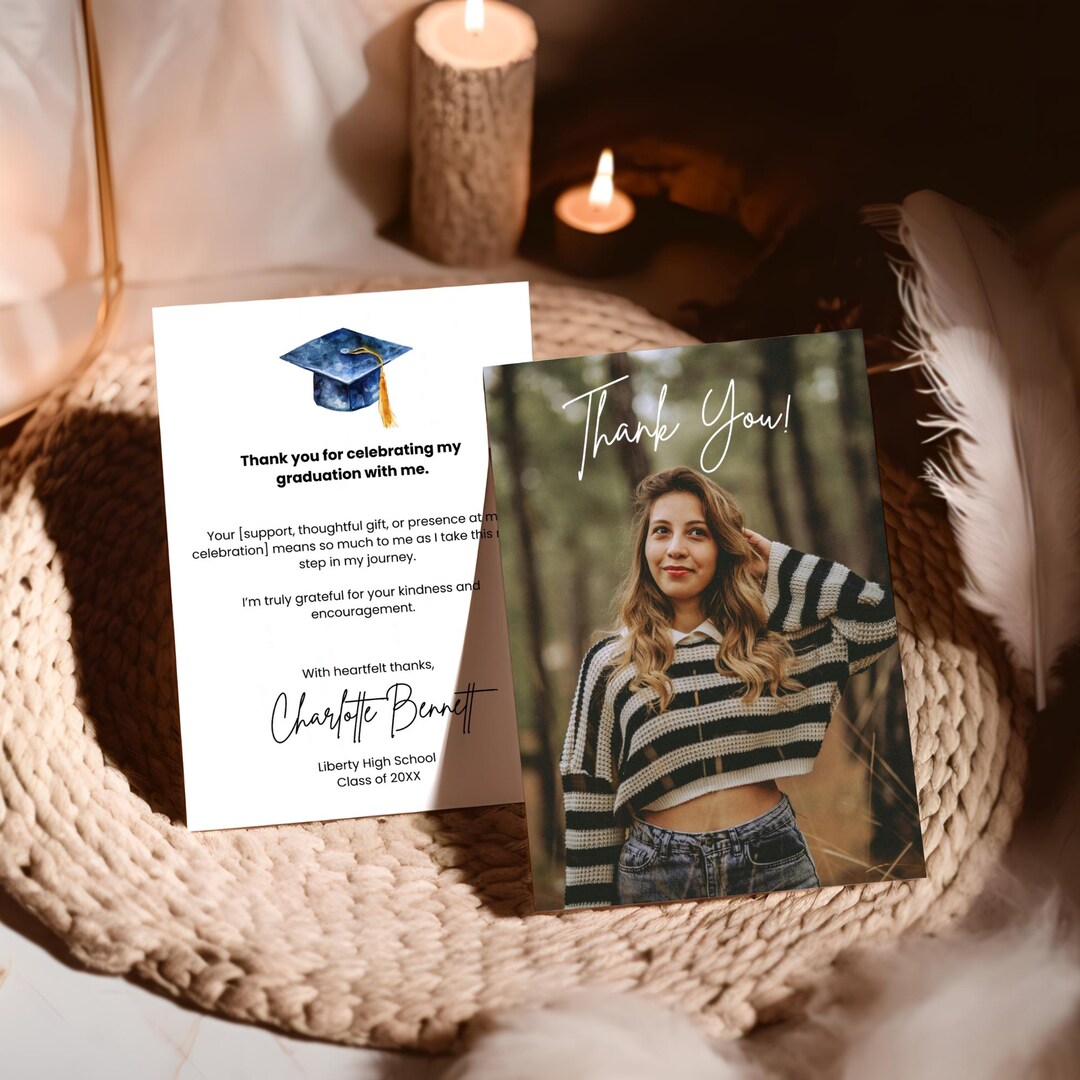 Graduation Thank You Template, Editable Graduation Thank You Card ...