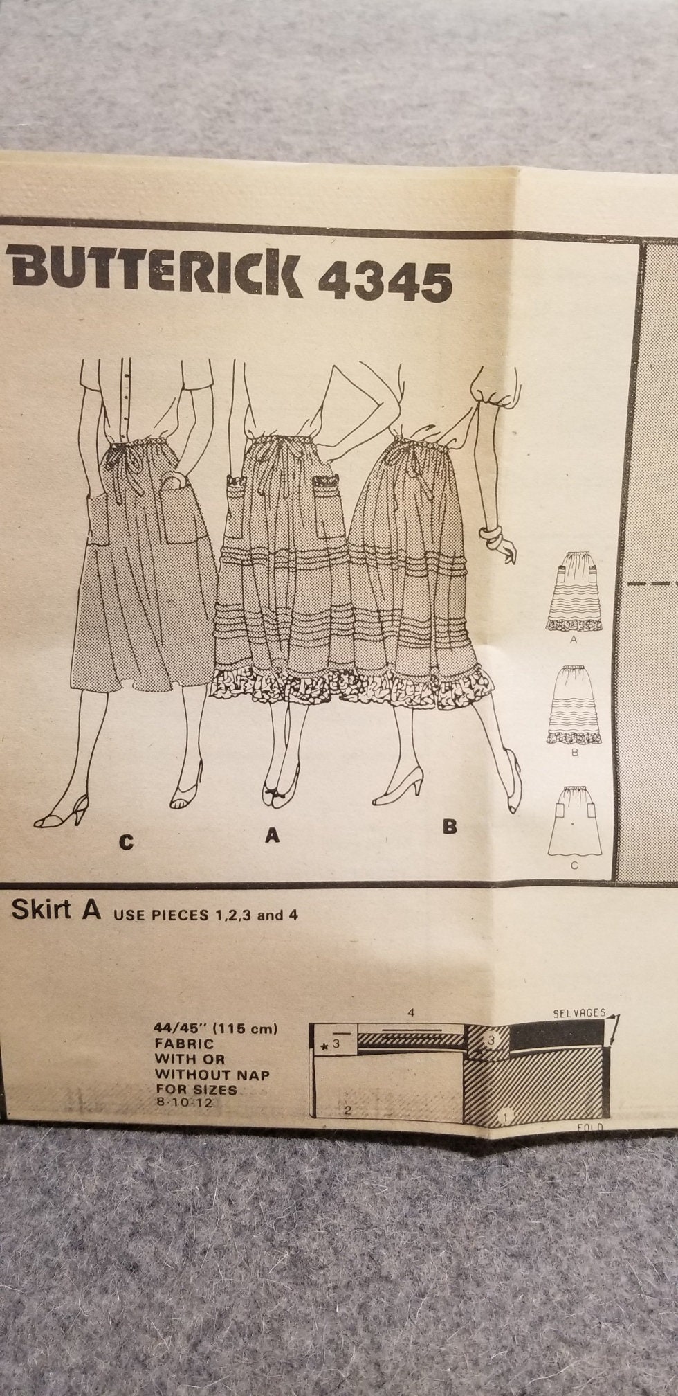 Vintage Butterick 4345 Sewing Pattern Simple Flared Skirt in 2 Lengths ...