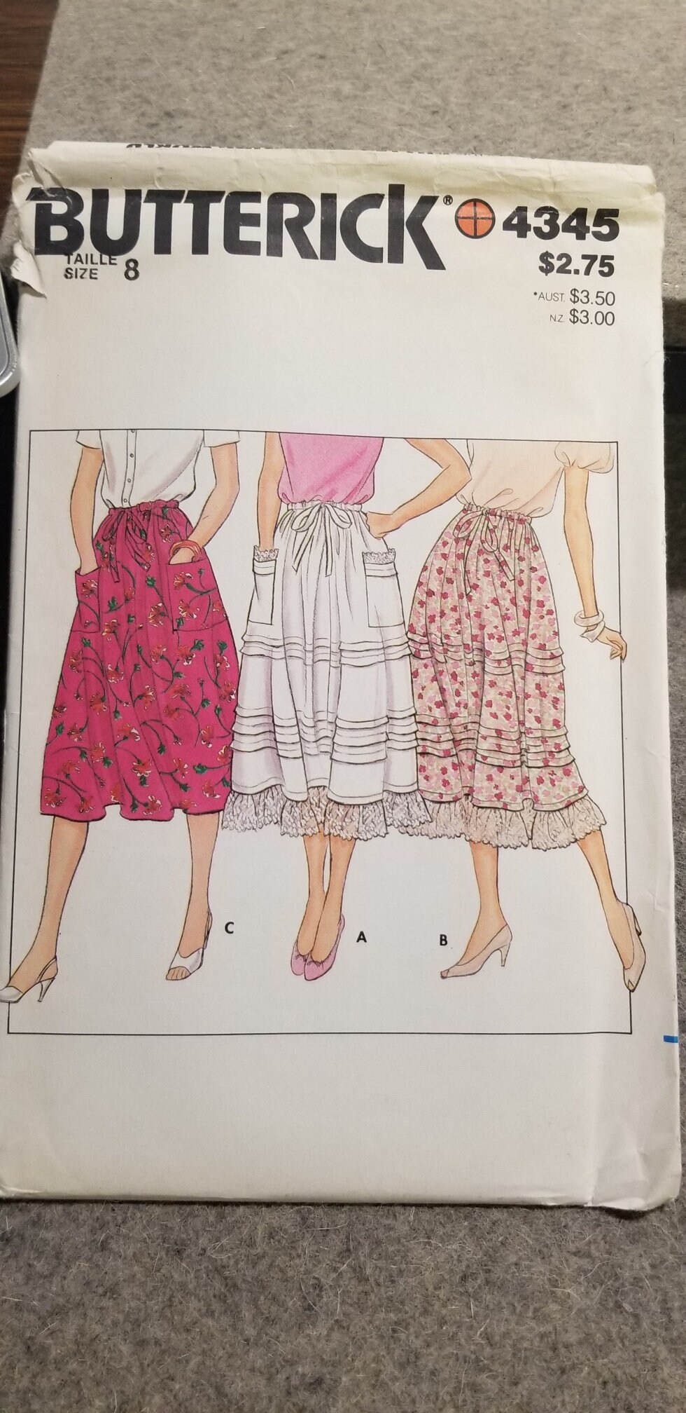Vintage Butterick 4345 Sewing Pattern Simple Flared Skirt in 2 Lengths ...