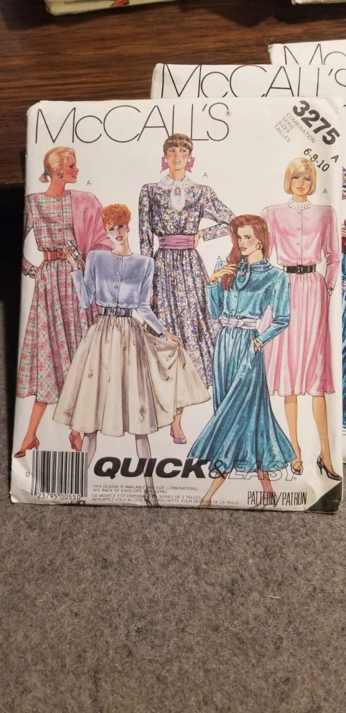 Vintage Mccall's #3275 Sewing Pattern Quick & Easy Dress Multiple-size ...