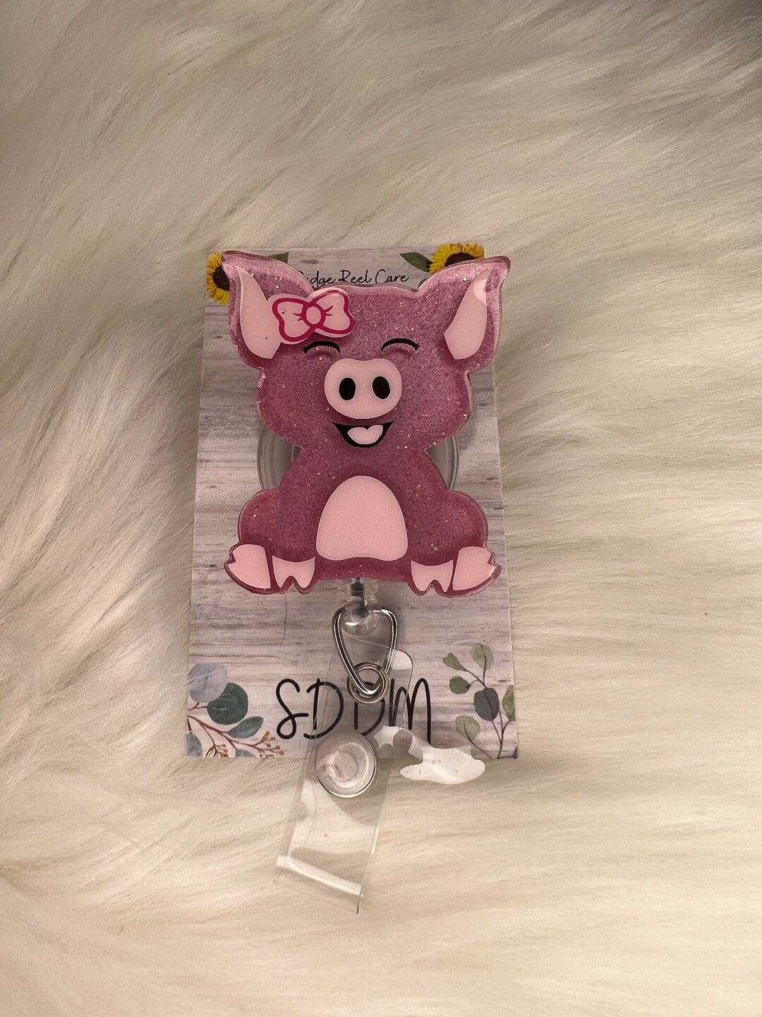 Cute Pink Pig Badge Reel-cute Badge Holder-resin-mri - Etsy