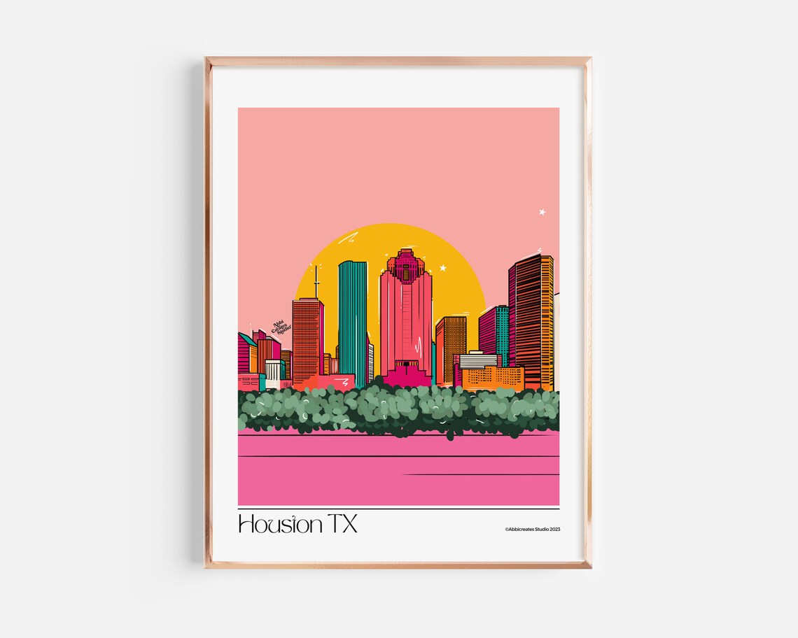 Houston Texas Art Print Digital Download 16x20 Inches - Etsy