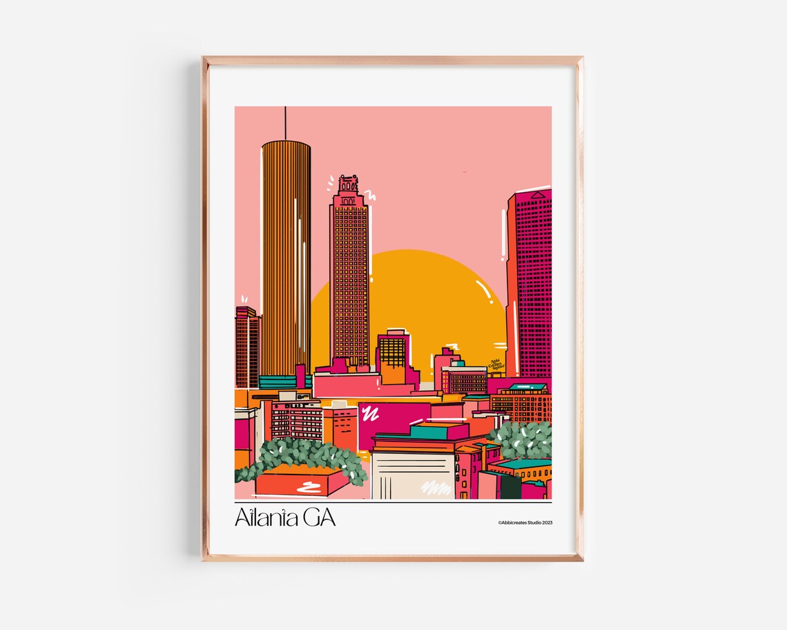 Atlanta GA Art Print | Digital Download | 16x20 Inches | Retro Wall Art ...