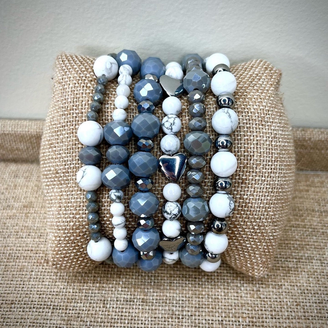 The Marble Stack - Stacked Bracelets Set of 6. - Etsy