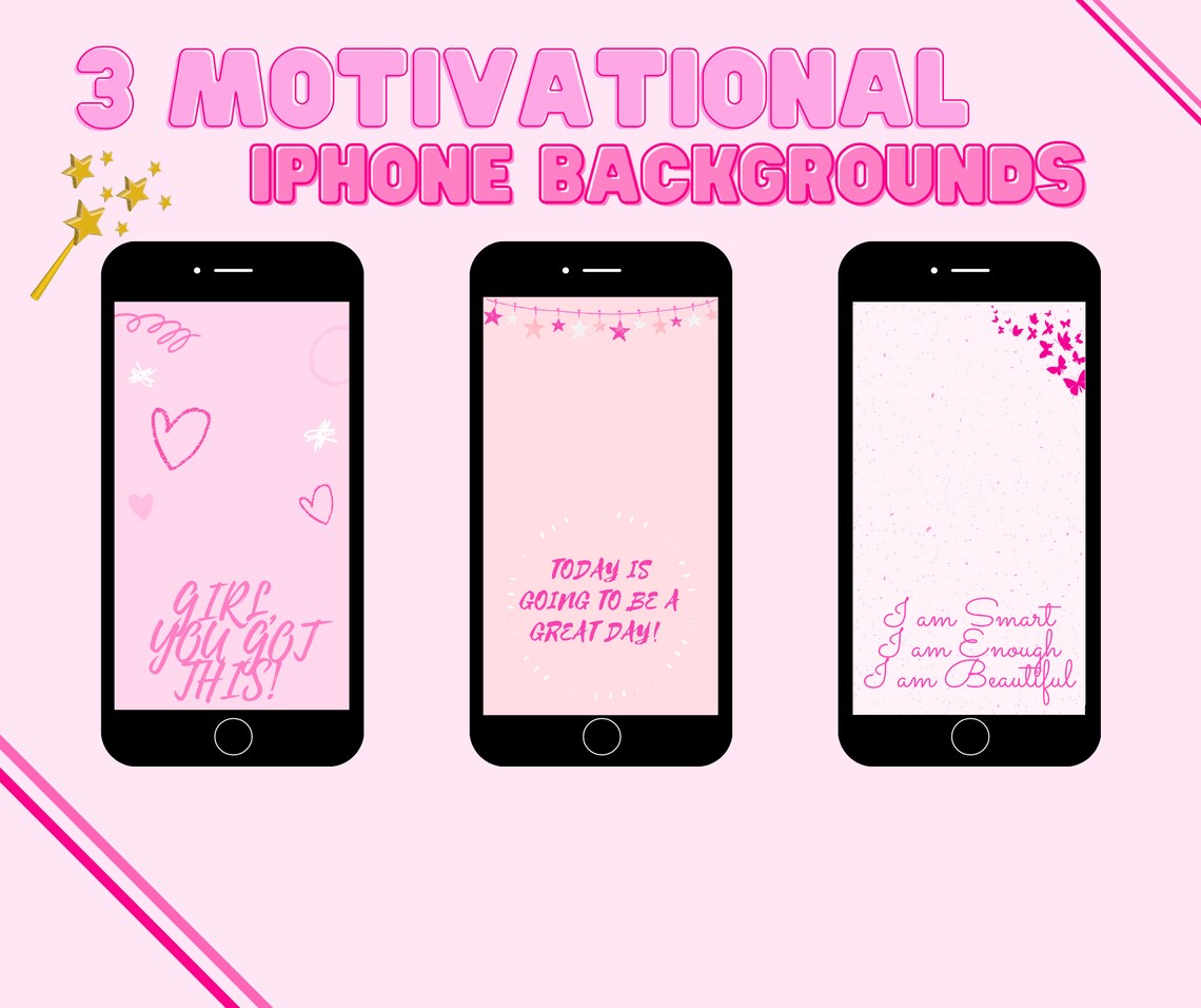 3 Pink Motivational Phone Wallpapers, Girly Backgrounds, Motivational ...