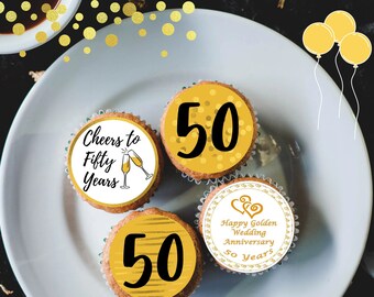 50th Anniversary Cupcake Toppers | Etsy