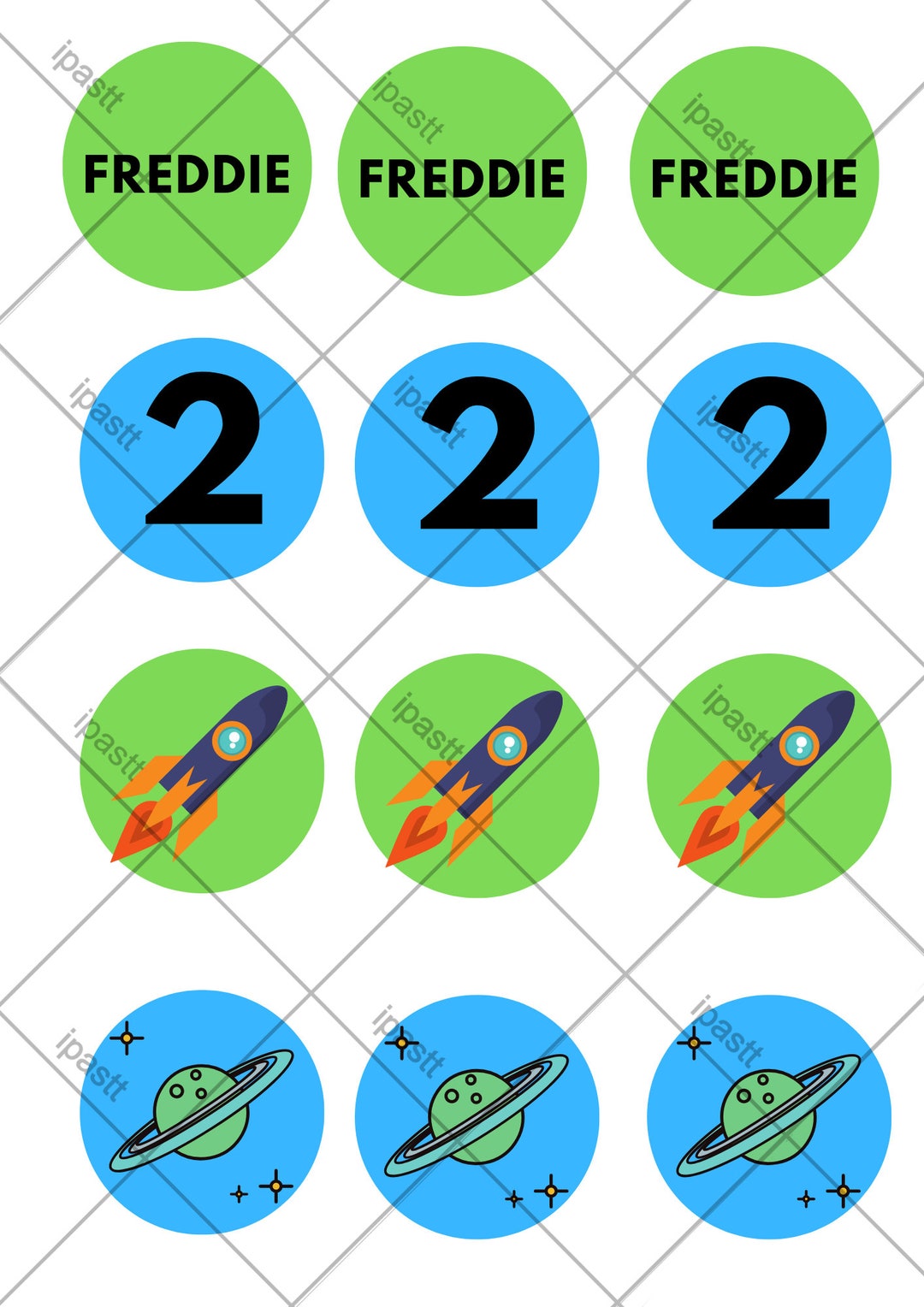 12 Personalised Edible Space Themed Cupcake Toppers 2 / 5cm Pre-cut ...