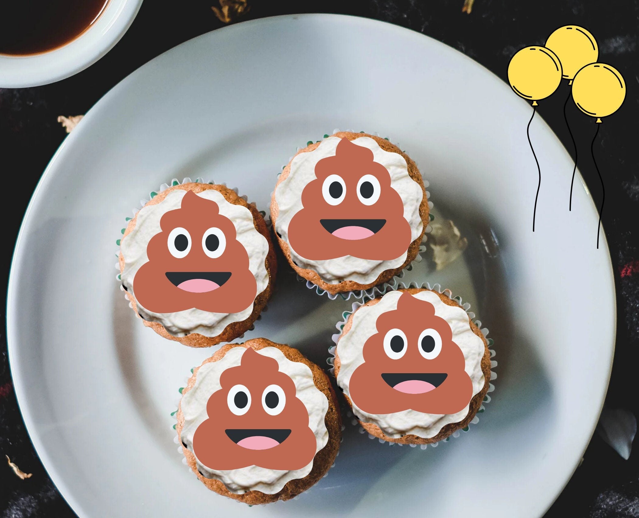12 Poop Emoji Poo Funny Themed Cupcake Cake Toppers Edible - Etsy UK