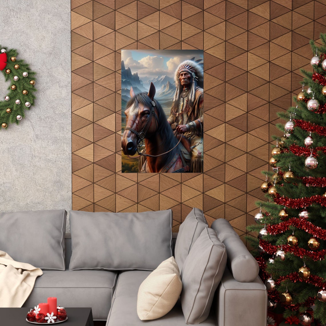 Native American Chief Vertical Poster, Tribal Wall Art, Southwestern ...