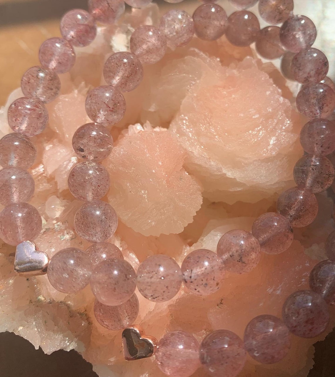 Strawberry Quartz Sunstone Rose Quartz Genuine Bracelet 6mm - Etsy