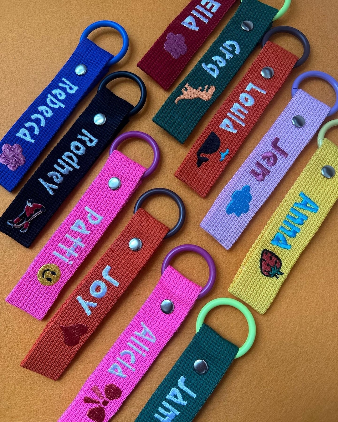 Custom Embroidered Carabiner Name Tag: School Bag Accessory - Etsy