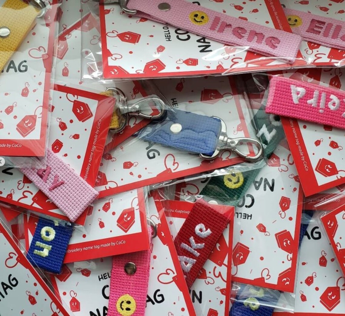 Colorful School Bag Embroidery Name Tag Lunch Bag Chain - Etsy