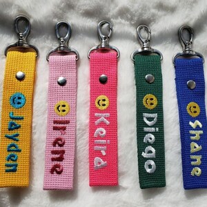 Colorful School Bag Embroidery Name Tag | Lunch Bag Chain | Kids Name ...