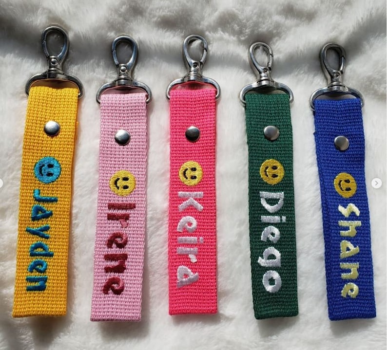 Colorful School Bag Embroidery Name Tag Lunch Bag Chain - Etsy