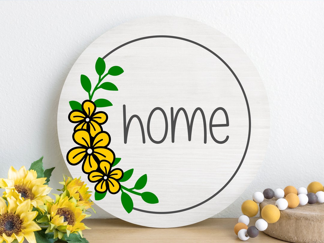 Flower Frame SVG, Round Welcome Sign, Laser Cut File #50 - Etsy