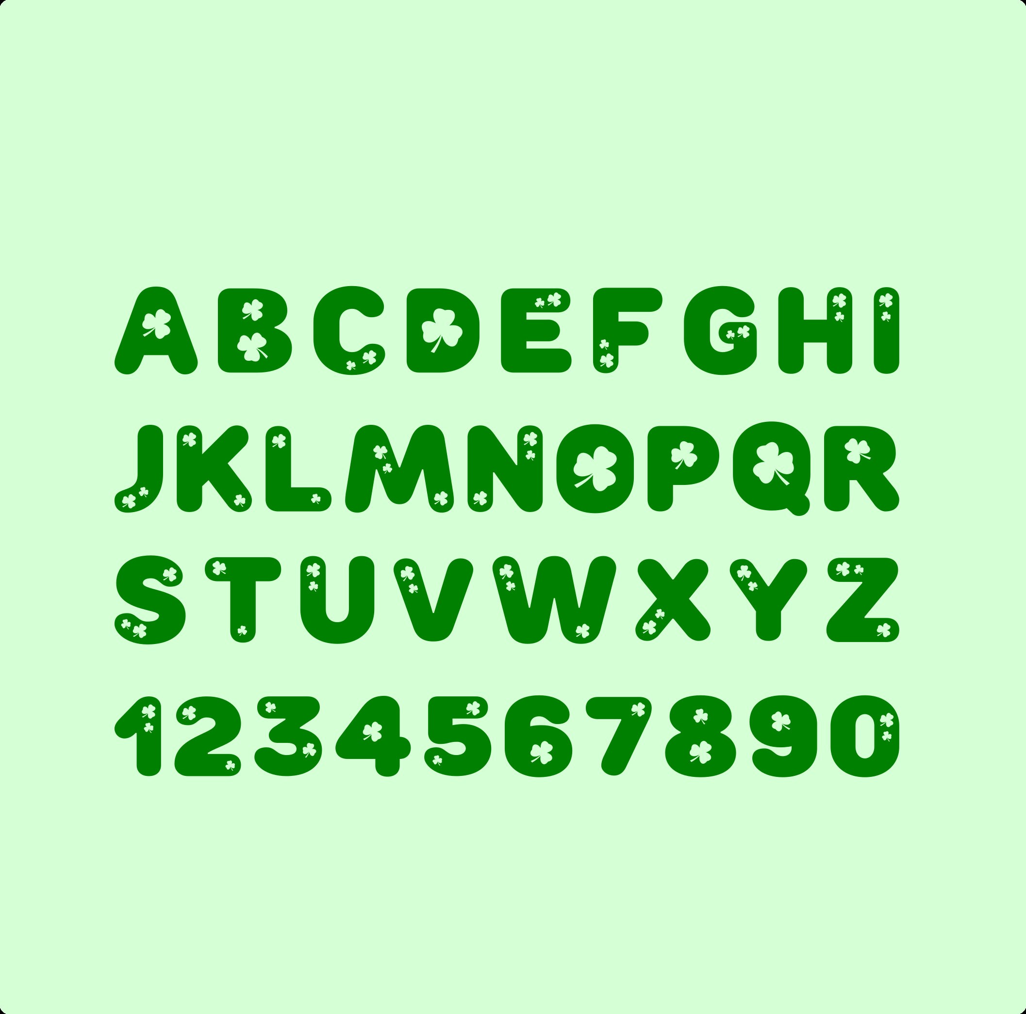 Shamrock Font St Patrick alphabet Lucky Letters 32 | Etsy