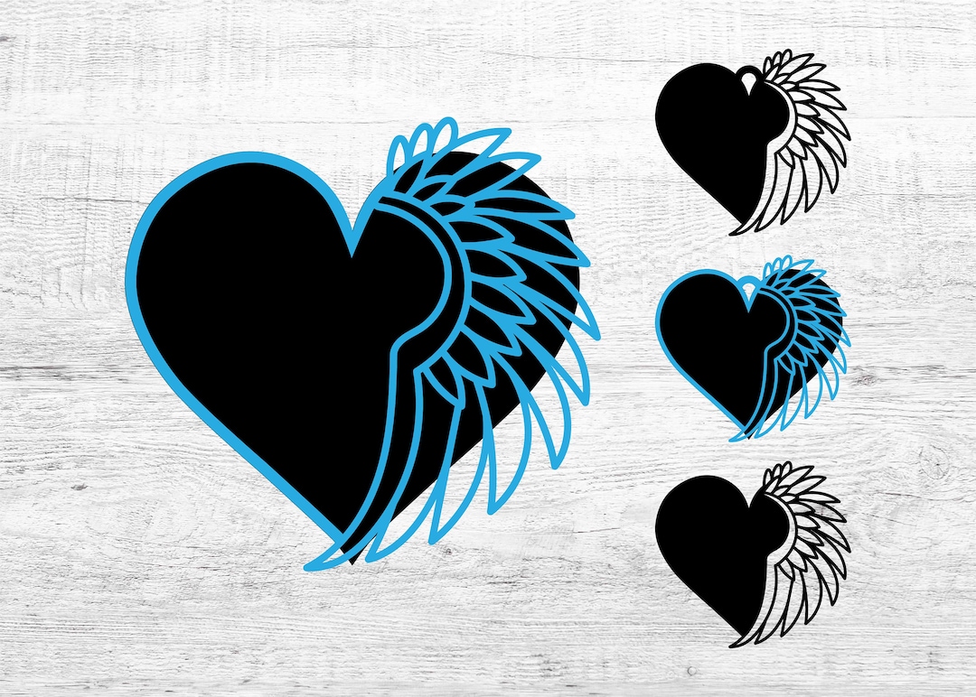 Memorial Ornament SVG, Heart and Angel Wings - Etsy