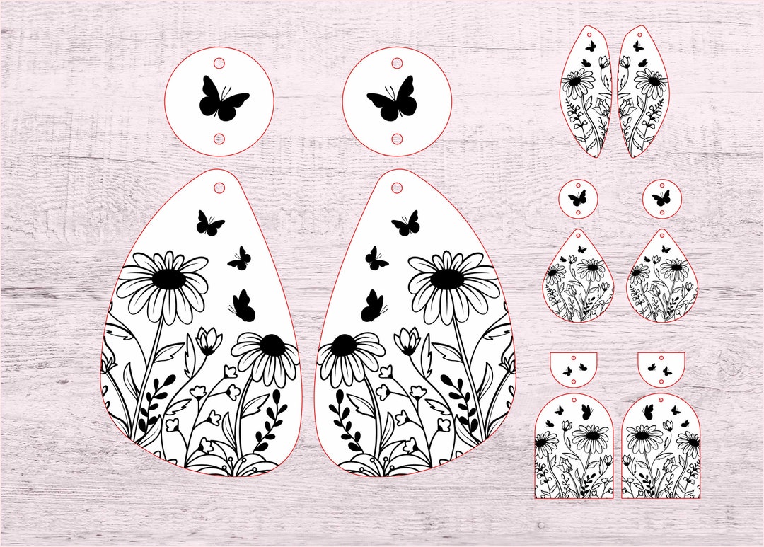 Wildflower Dangle Earring SVG File - Etsy