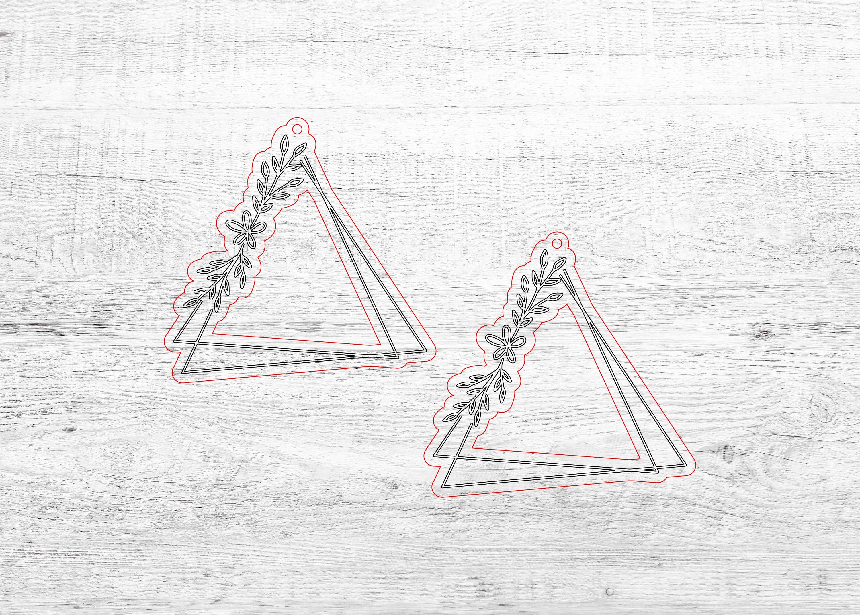 Geometric Earring SVG Triangle Frame Shape With Flowers - Etsy