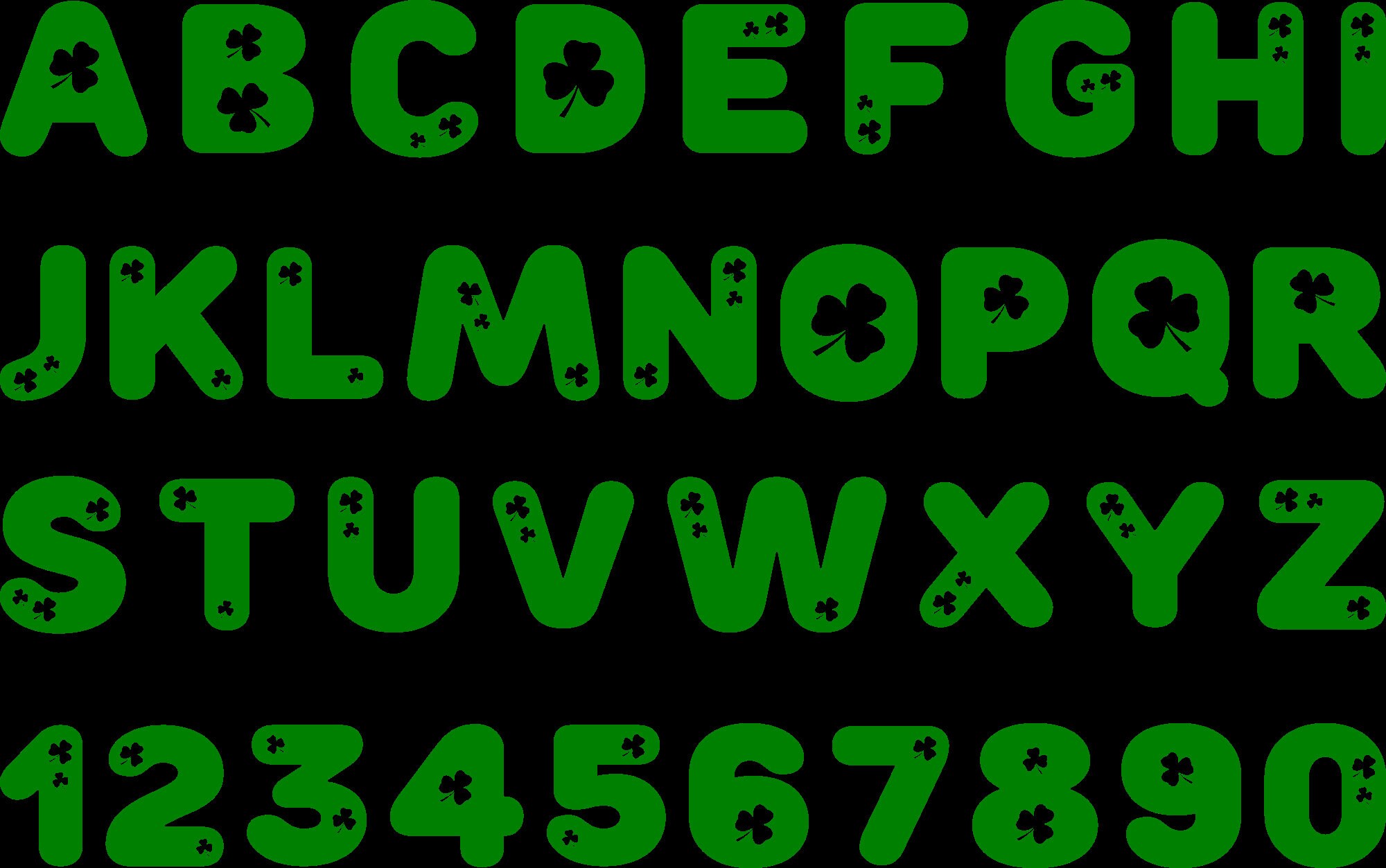 Shamrock Font St Patrick alphabet Lucky Letters 32 | Etsy