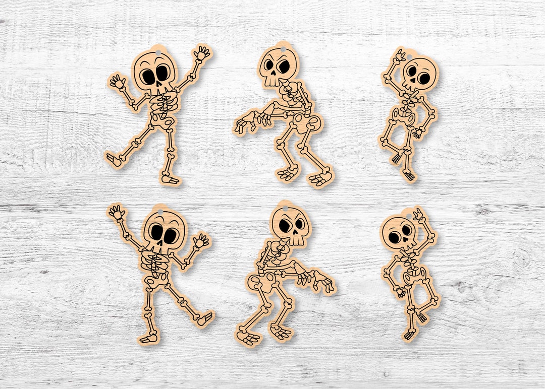 Skeleton Dangle Earrings Bundle SVG, Halloween Hanging Skeleton ...