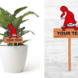 Cute Garden Gnome Plant Marker SVG - Etsy