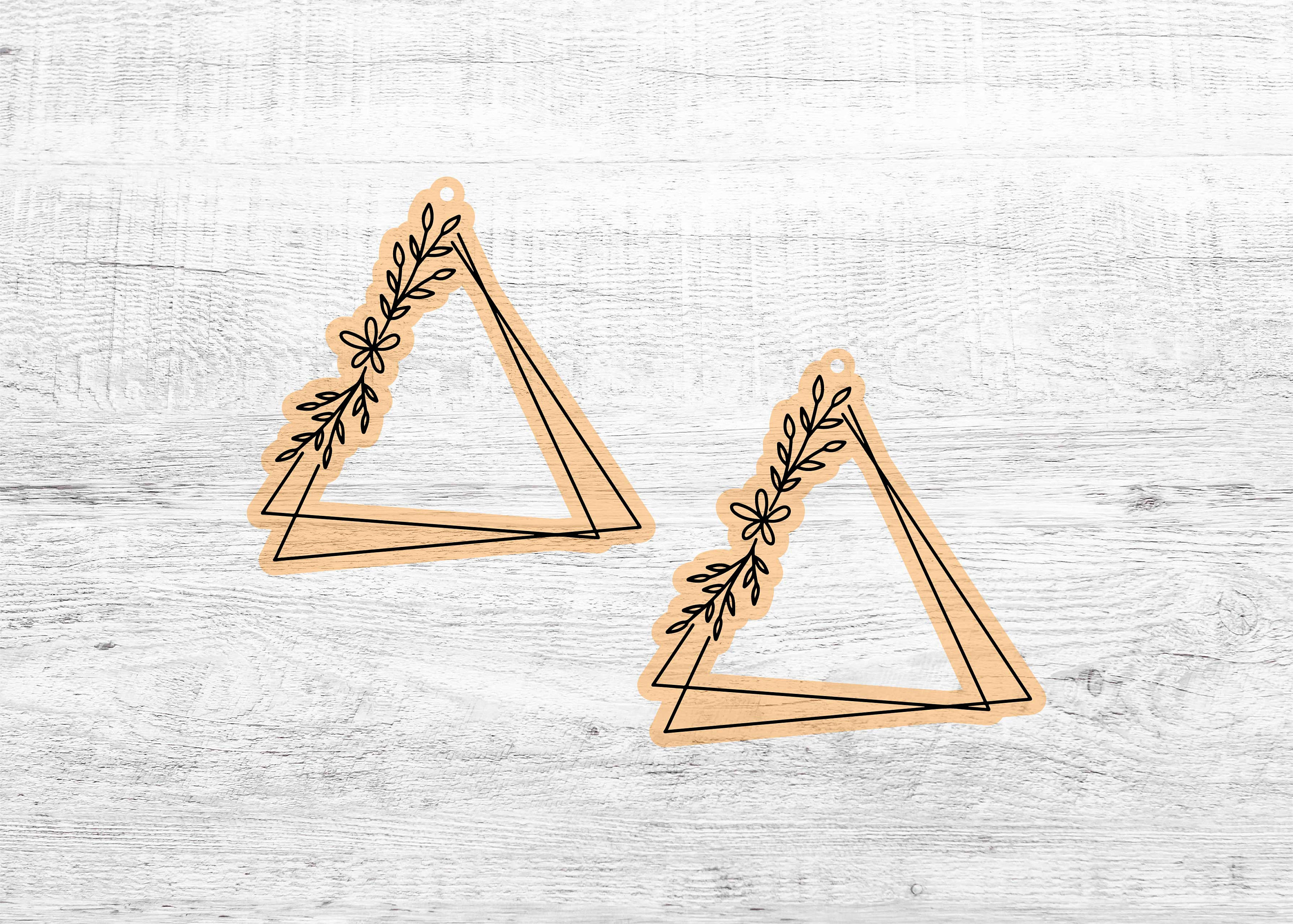 Geometric Earring SVG Triangle Frame Shape With Flowers - Etsy