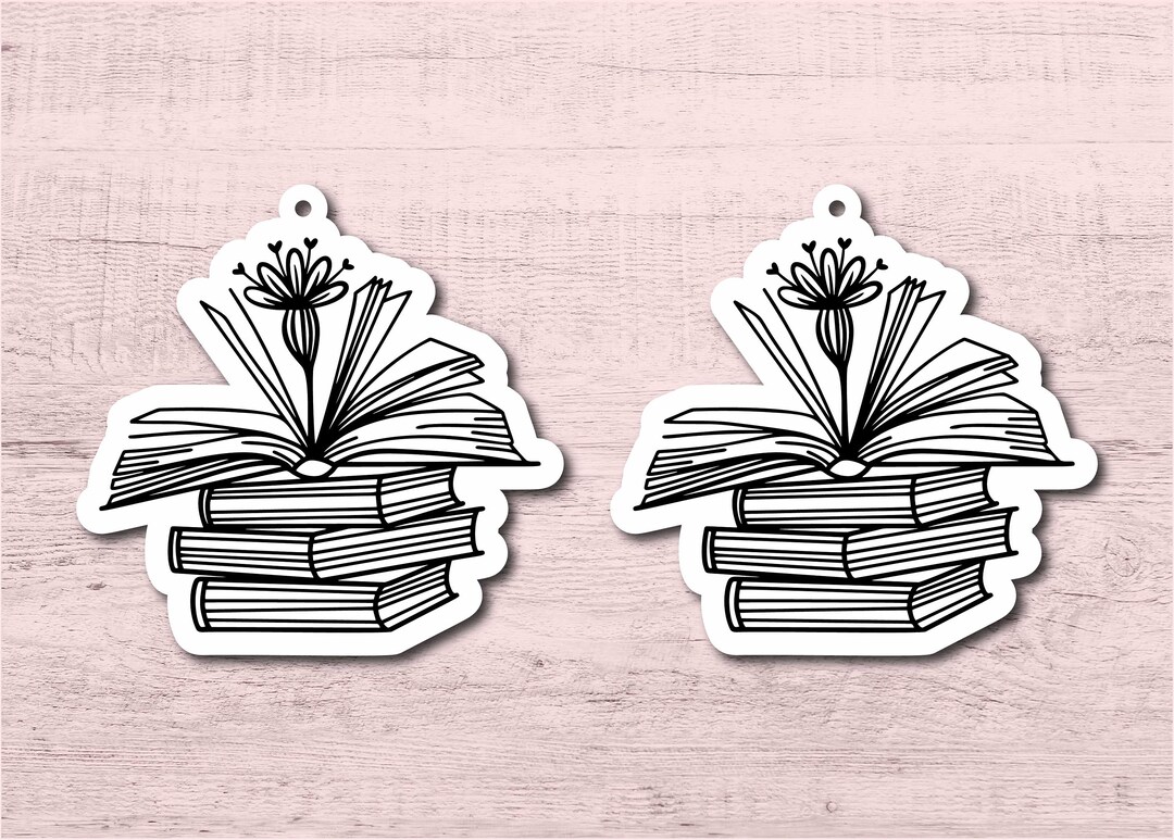 Book and Flower Earring SVG: A Literary-inspired DIY Project - Etsy