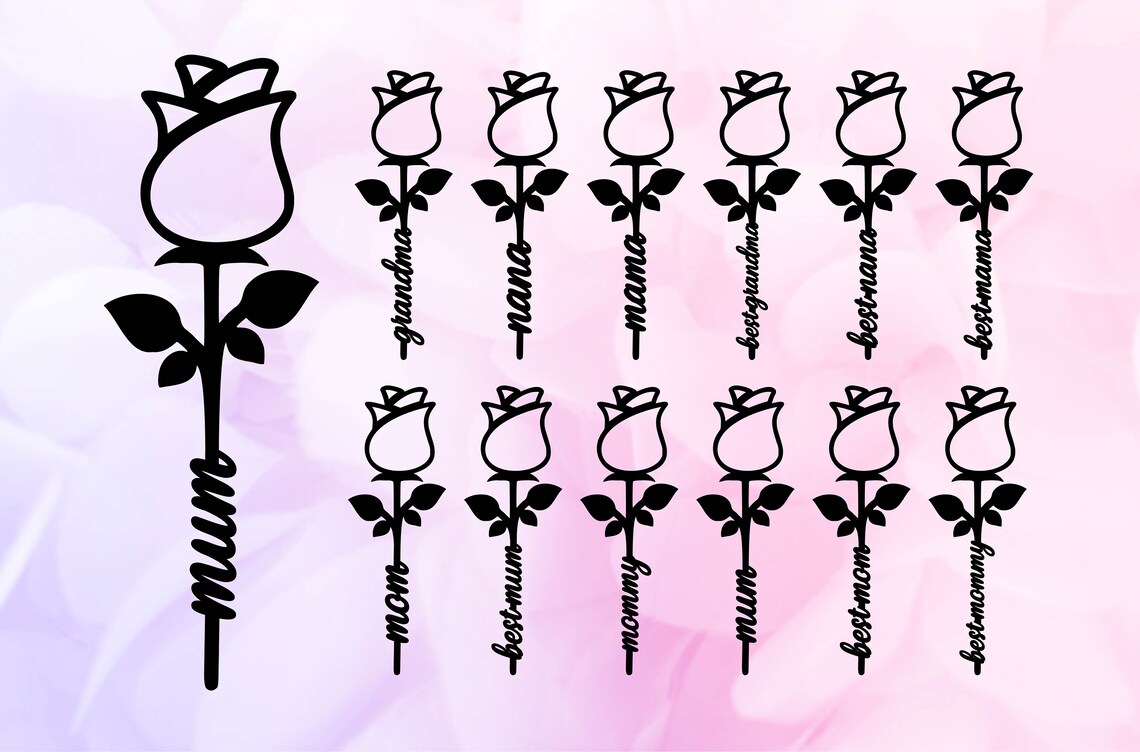 Laser Cut Rose SVG MUM MOM Mothers Day Grandmothers Day - Etsy