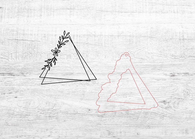 Geometric Earring SVG, Triangle Frame Shape With Flowers - Etsy