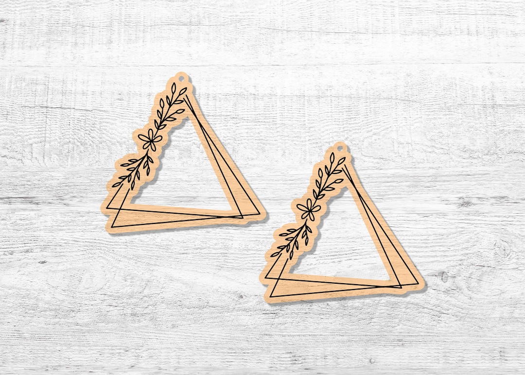 Geometric Earring SVG, Triangle Frame Shape With Flowers - Etsy