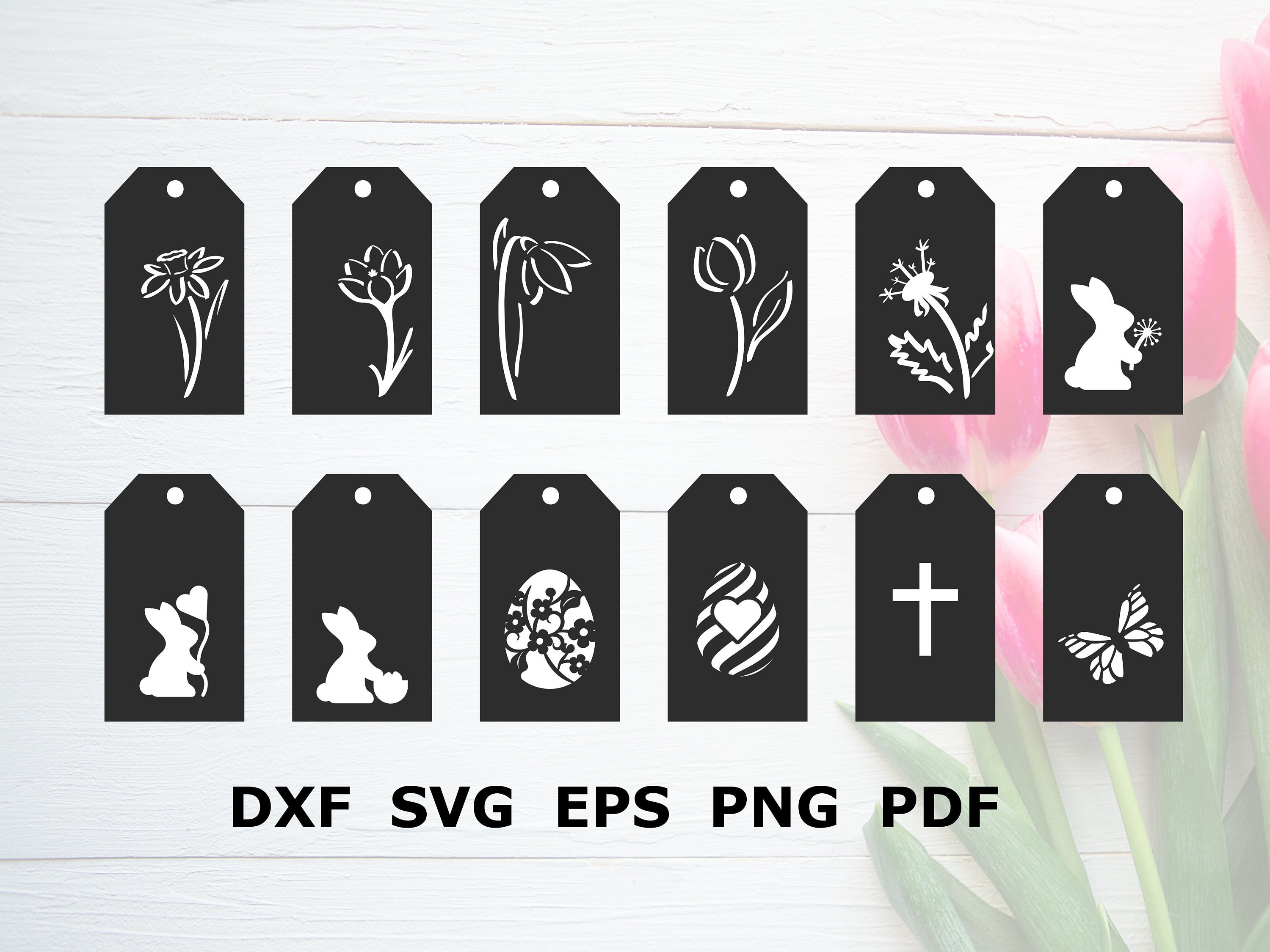Easter Tags SVG 12 Laser Cutting Easter Tag designs Cricut | Etsy